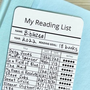2024 Reading Bookmark Library Card Bookmark Book Tracker Bookmark ...