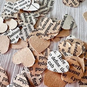 Book Confetti Heart Confetti Decor Rustic Wedding Decor Book Club ...