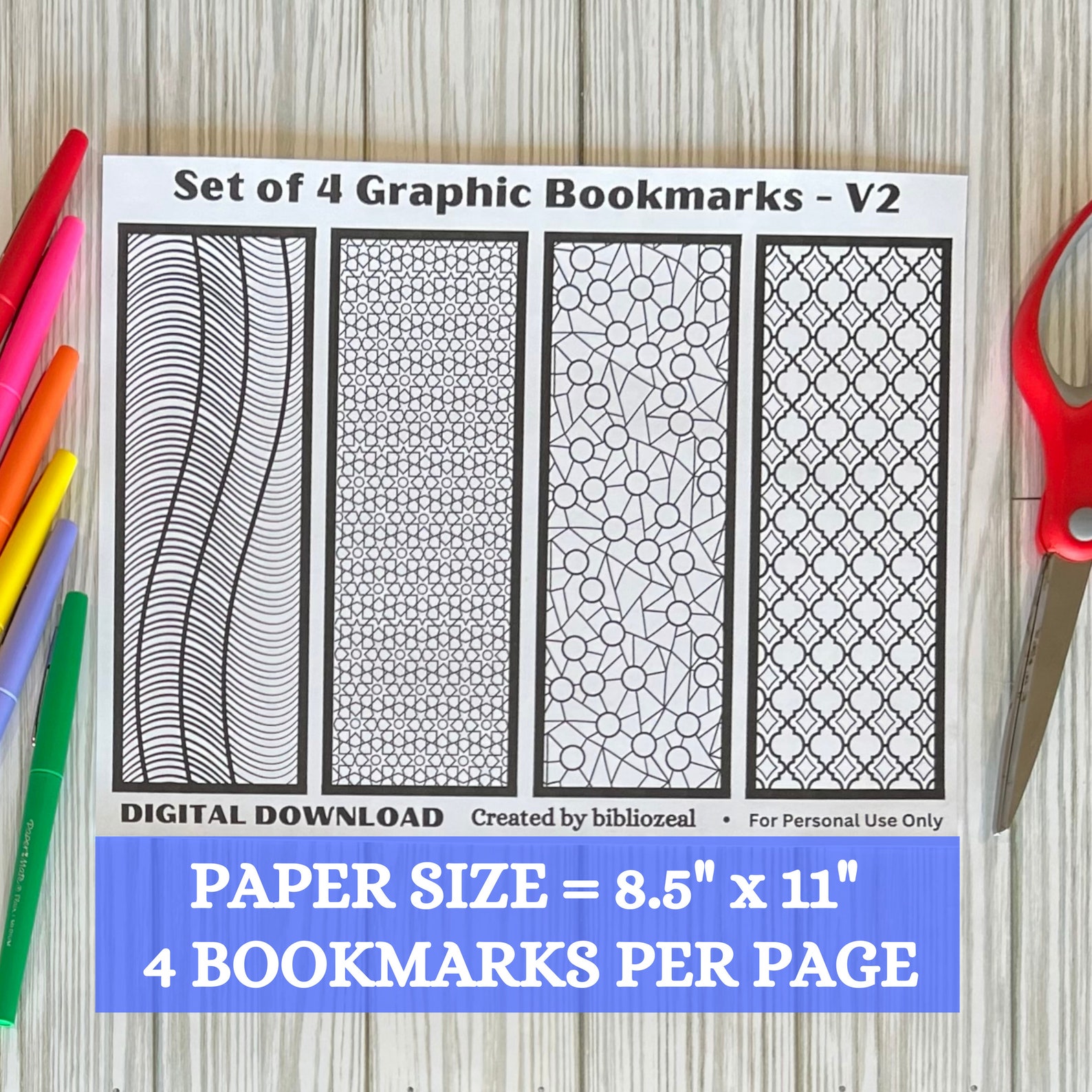 Coloring Bookmarks for Adults Printable Bookmark Digital Download ...