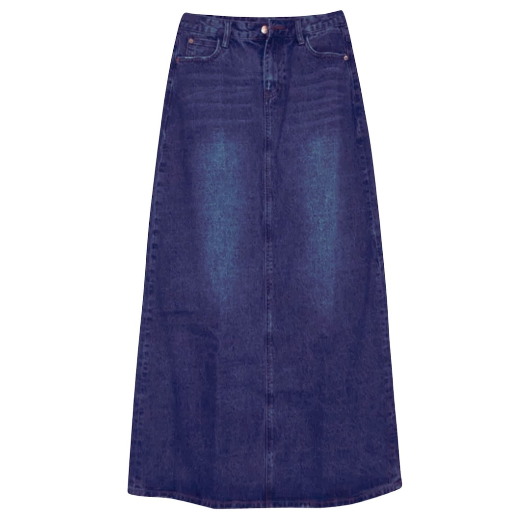 Dark Wash Denim Maxi Skirt - Etsy