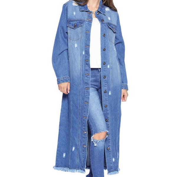 Shop Long Denim Jacket Online - Etsy