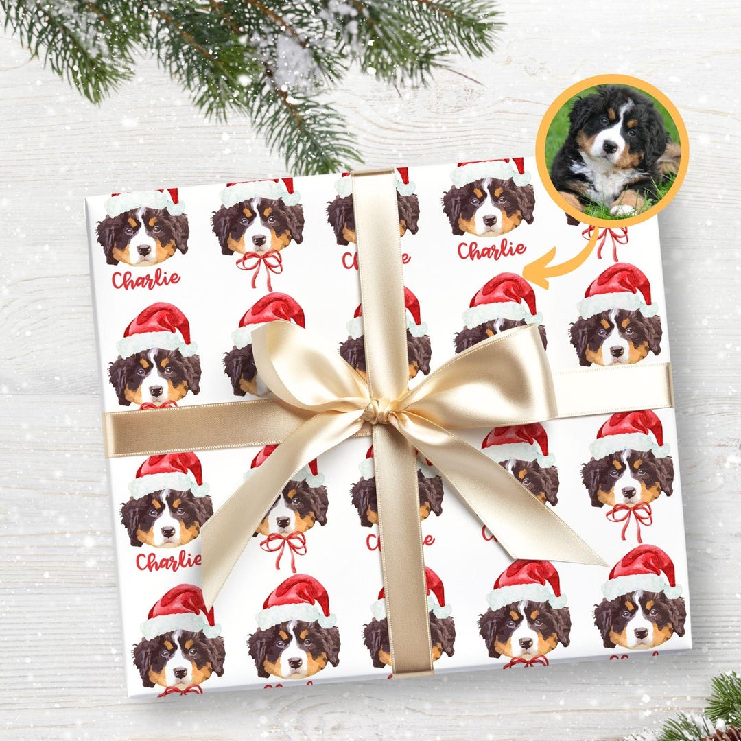 Personalized Dog Christmas Gift Wrap, Merry Christmas Pet Dog Gifts ...