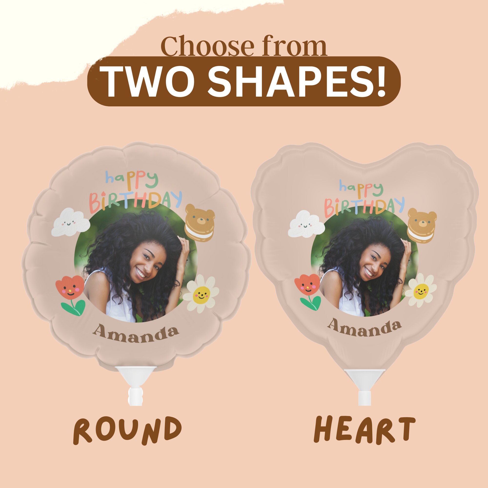 Custom Photo Balloon: Aesthetic Boho Birthday Balloon round - Etsy