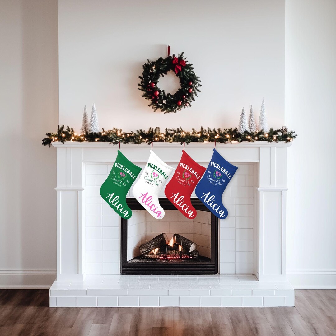 Personalized Pickleball Christmas Stockings: Pickleball Social Club ...