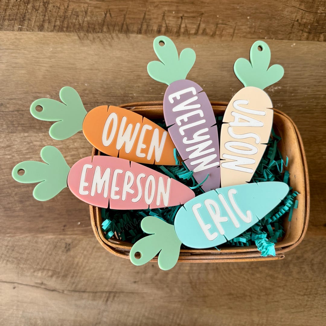 Personalized Carrot Name Tags | Custom Easter Basket Tags, Pastel ...