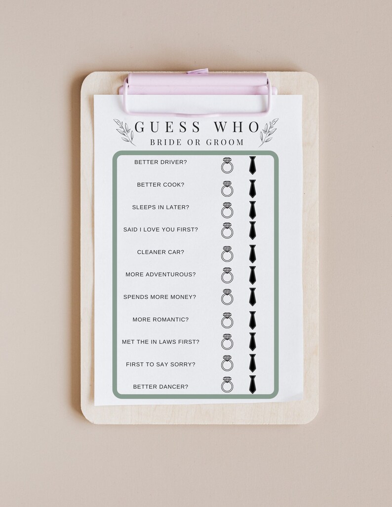 Guess Who Bride or Groom, Bridal Shower Games, Wedding Shower Games ...