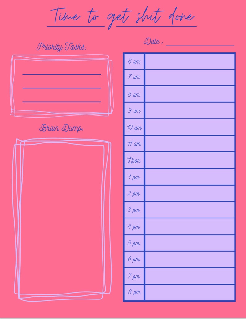 Time-boxing Templates: time to Get Shit Done - Etsy Canada
