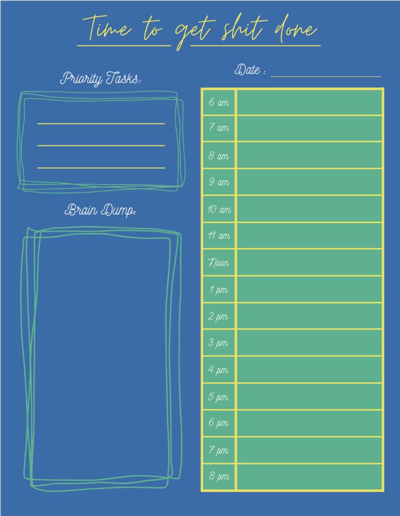 Time-boxing Templates: time to Get Shit Done - Etsy Canada