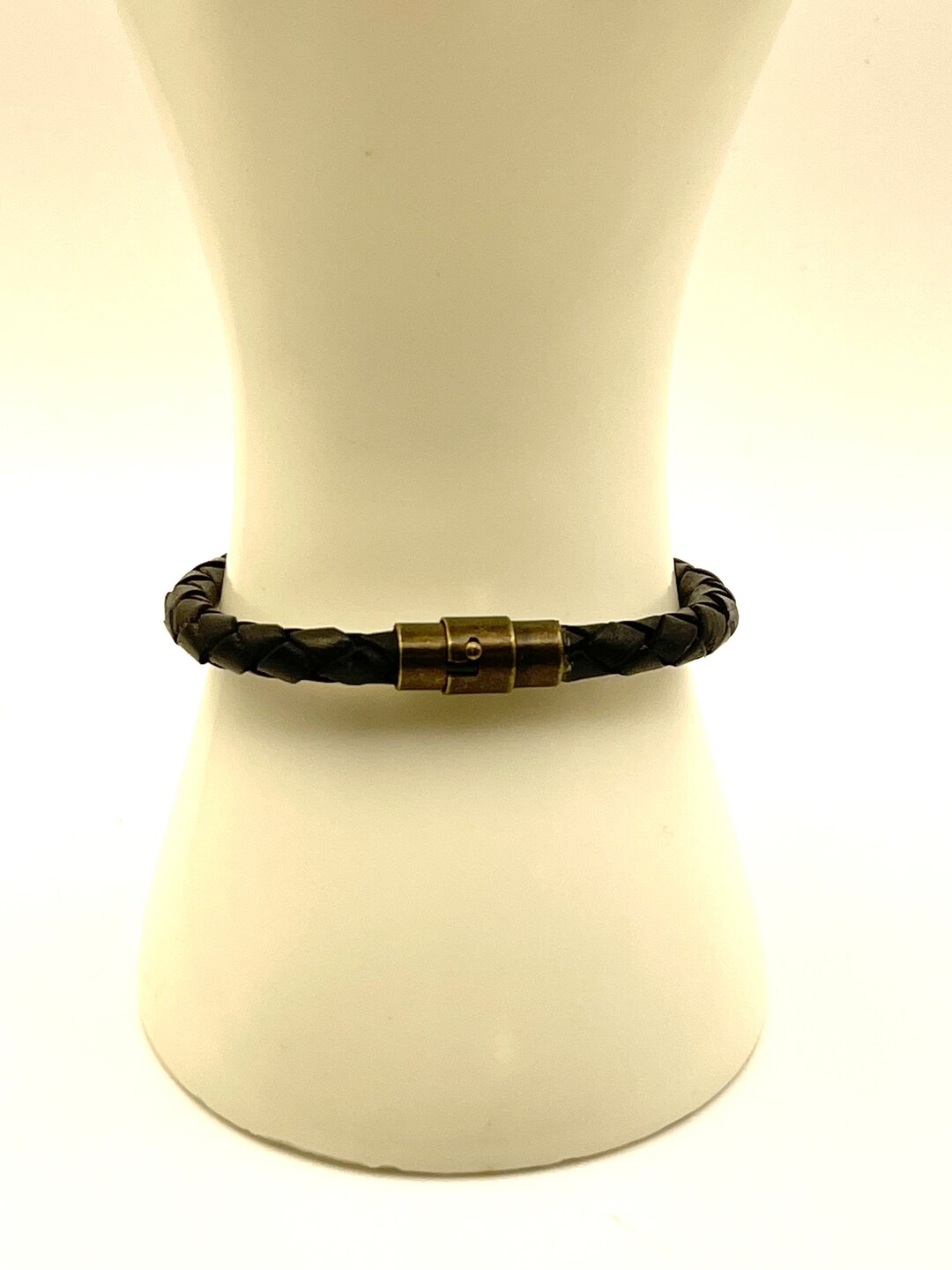 Black Leather Bolo Cord Bracelet With Magnetic Lock Closure - Etsy