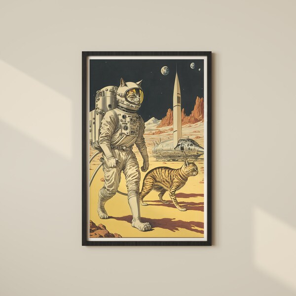 70s Retro Cat Poster - Etsy