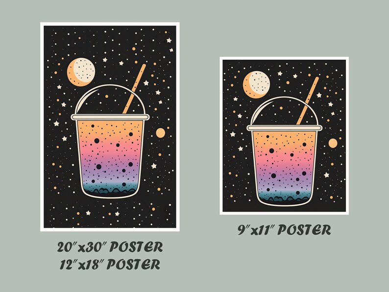 Space Bubble Tea Poster Kawaii Cute Boba Bubble Tea Wall Art - Etsy