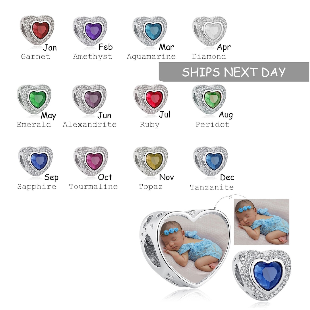 Birthstone Gift, Birthstone Pandora Photo Charm, Birthstone Bracelet ...
