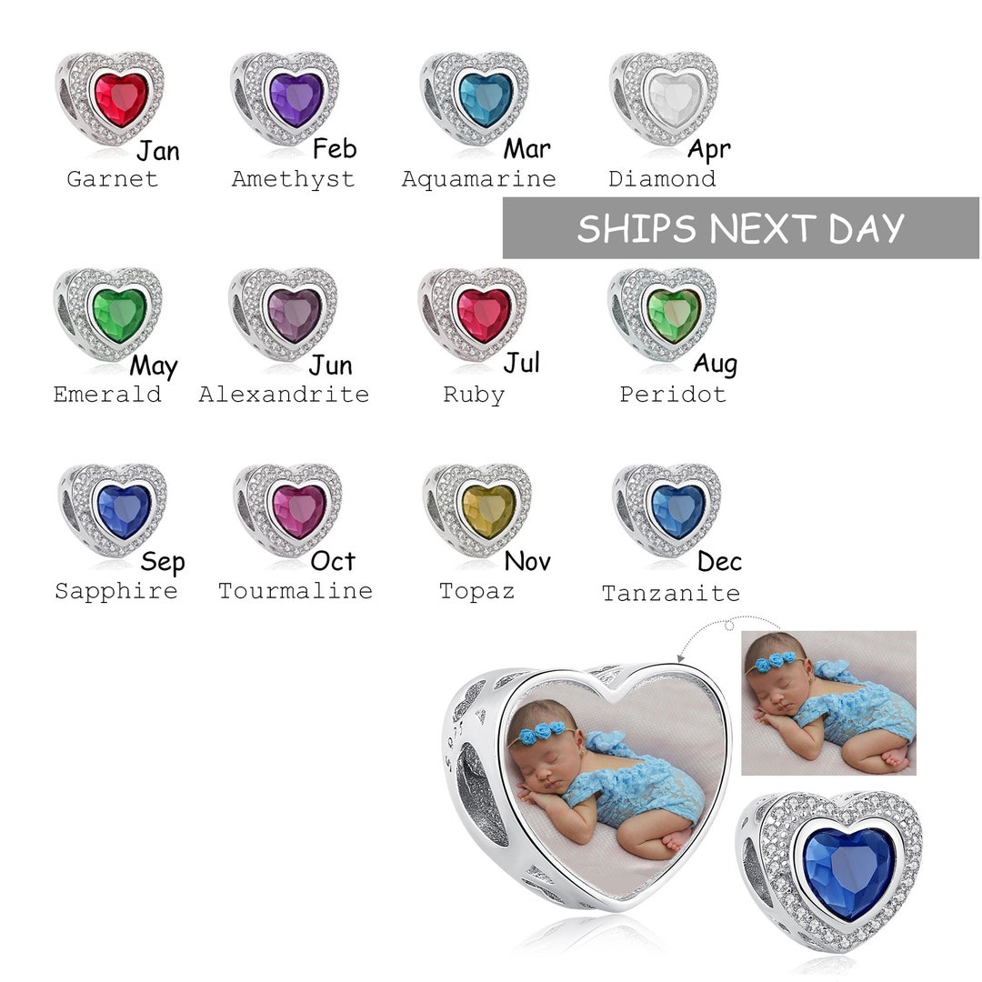 Birthstone Gift, Birthstone Pandora Photo Charm, Birthstone Bracelet ...