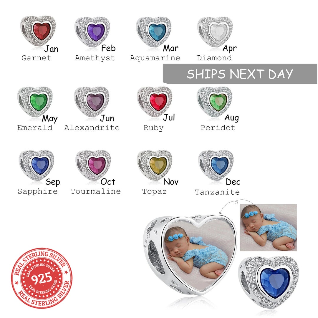 Birthstone Gift, Birthstone Pandora Photo Charm, Birthstone Bracelet ...
