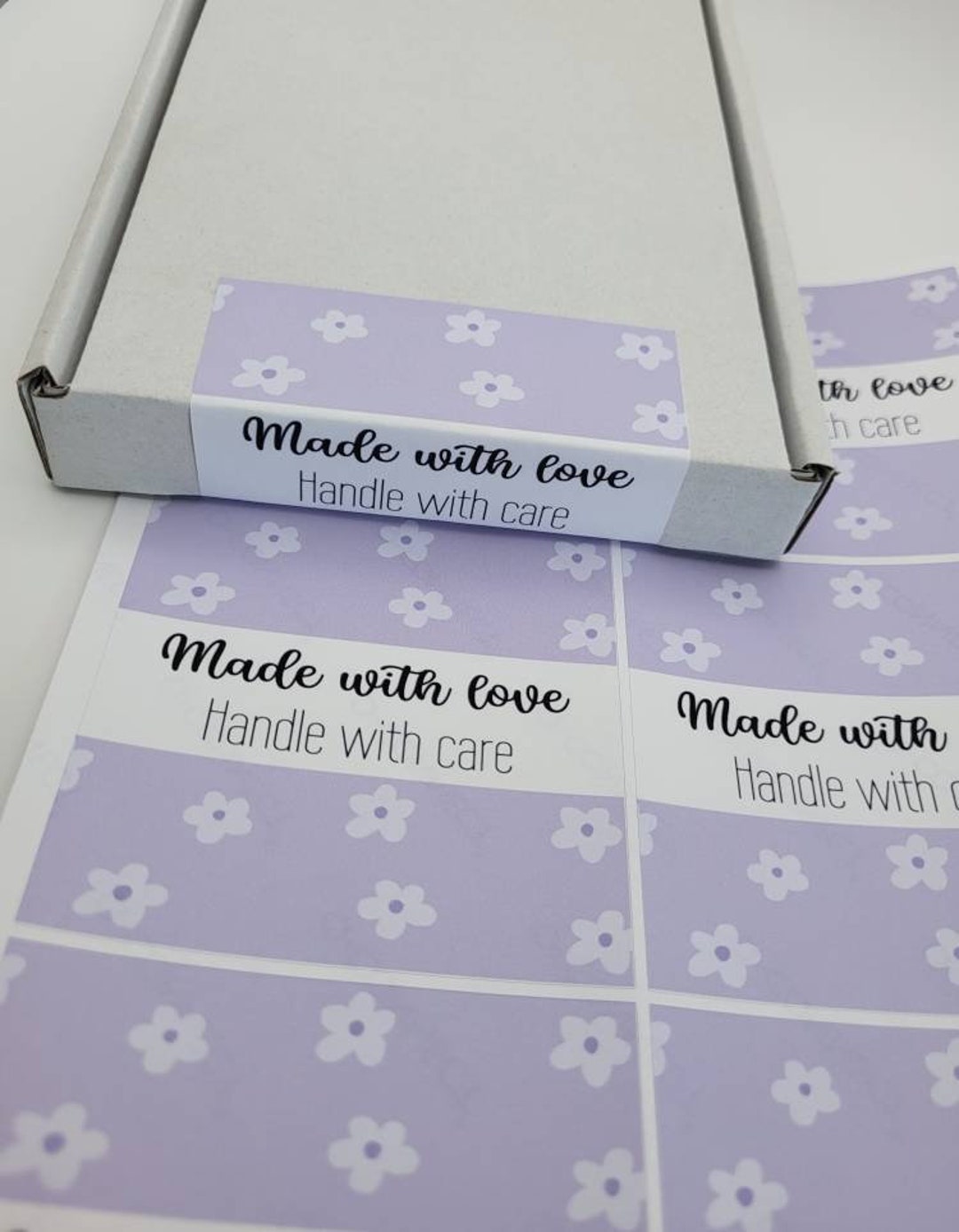 X6 Purple Flower Box Seal Labels Matching Sticker Packaging - Etsy