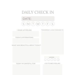 Daily Check-in Journal Page Printable, Everyday Easy-to-use Journaling ...