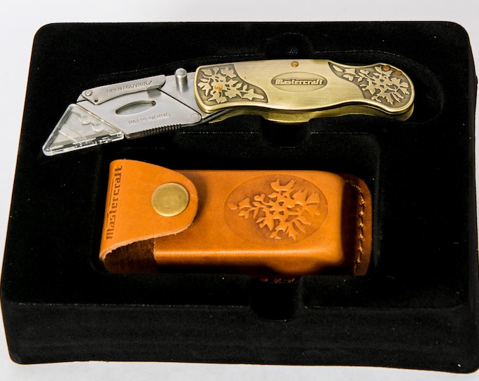 Ultimate Mastercraft Brass Handle Lock Back Utility Knife Sheath Mint ...