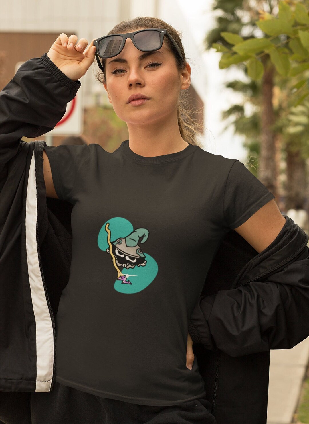 Wizard Cartoon Sorcerer T-shirt DND Spell Staff and Magic Hat Gift for ...