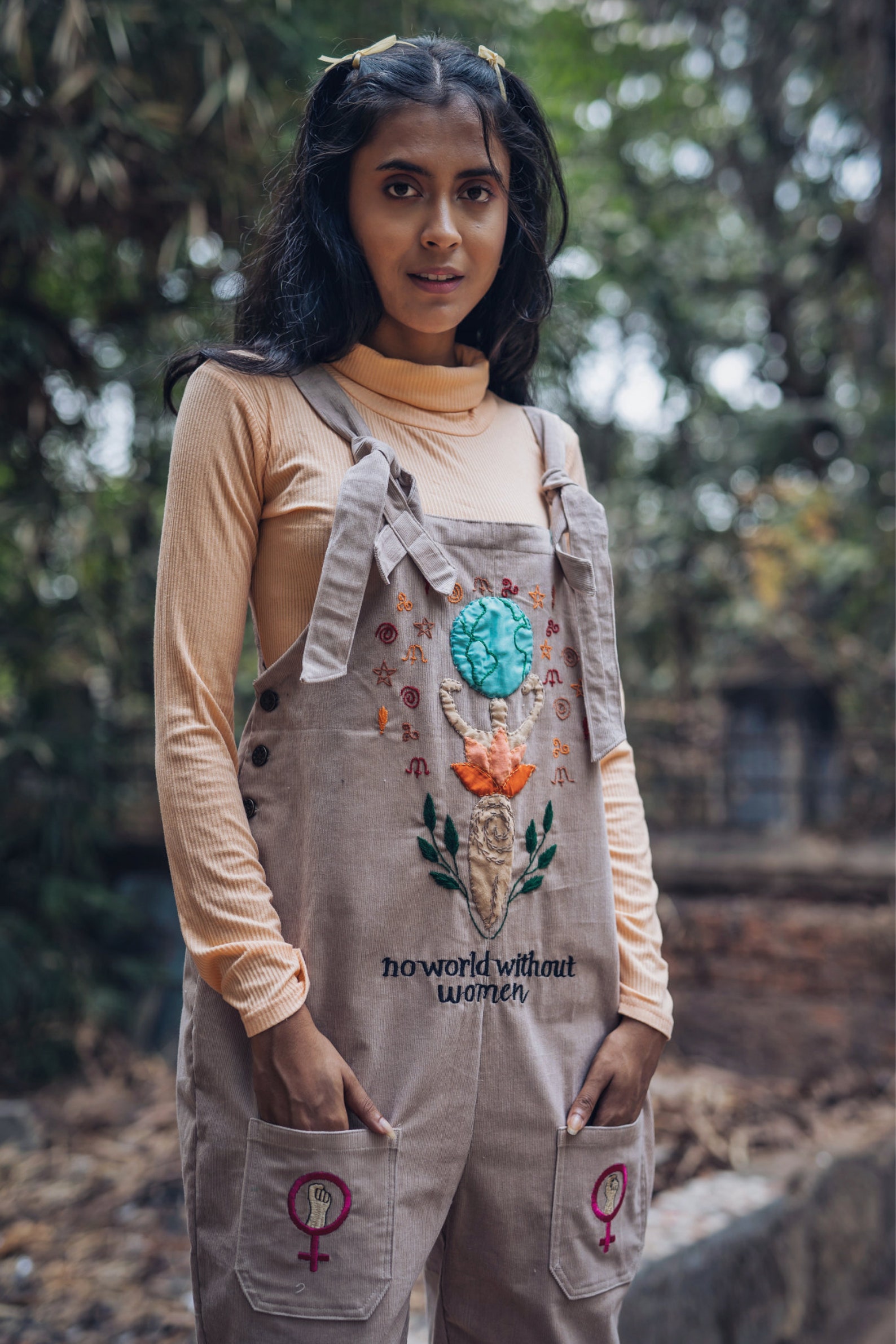 Upcycled Organic Cotton Corduroy Feminist Dungaree Rainbow Aesthetic ...