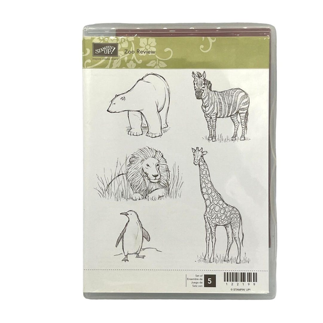Stampin Up Zoo Review Set of 5 Rubber Stamps Featuring Animals Zebra ...