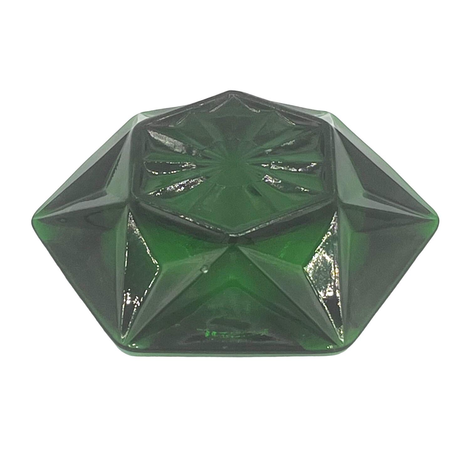 Vintage Forest Green Glass Hexagon Ashtray - Etsy