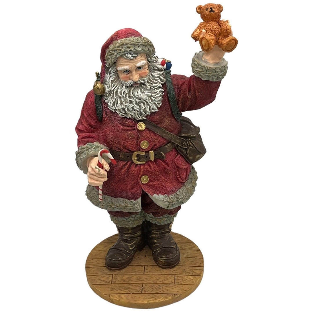 Christmas Santa Claus Resin Polystone Figure 10.5 Bag of Toys and Bear ...