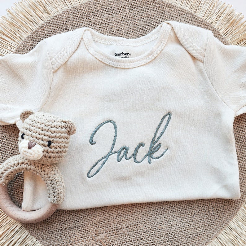 Embroidered Onesies® Brand, Personalized Baby Onesies® Custom Natural ...