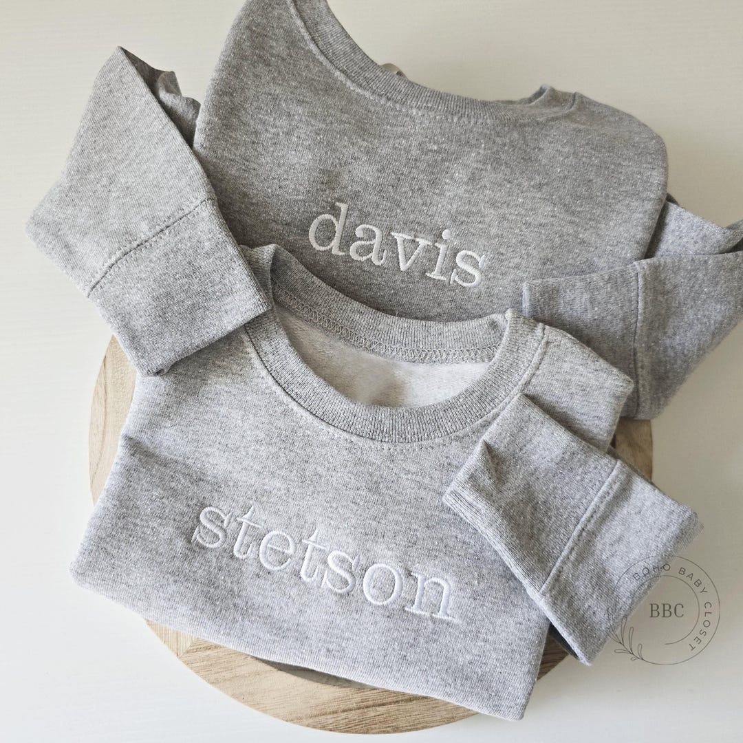 Embroidered Toddler Sweatshirt Kids Embroidered Crewneck Personalized ...