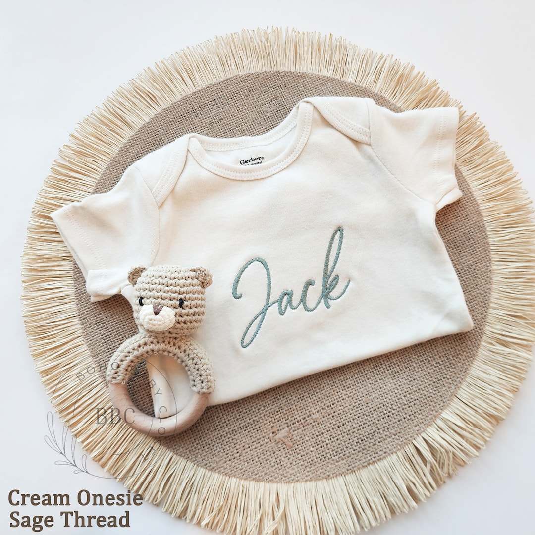 Embroidered Onesies® Brand, Personalized Baby Onesies® Custom Natural ...