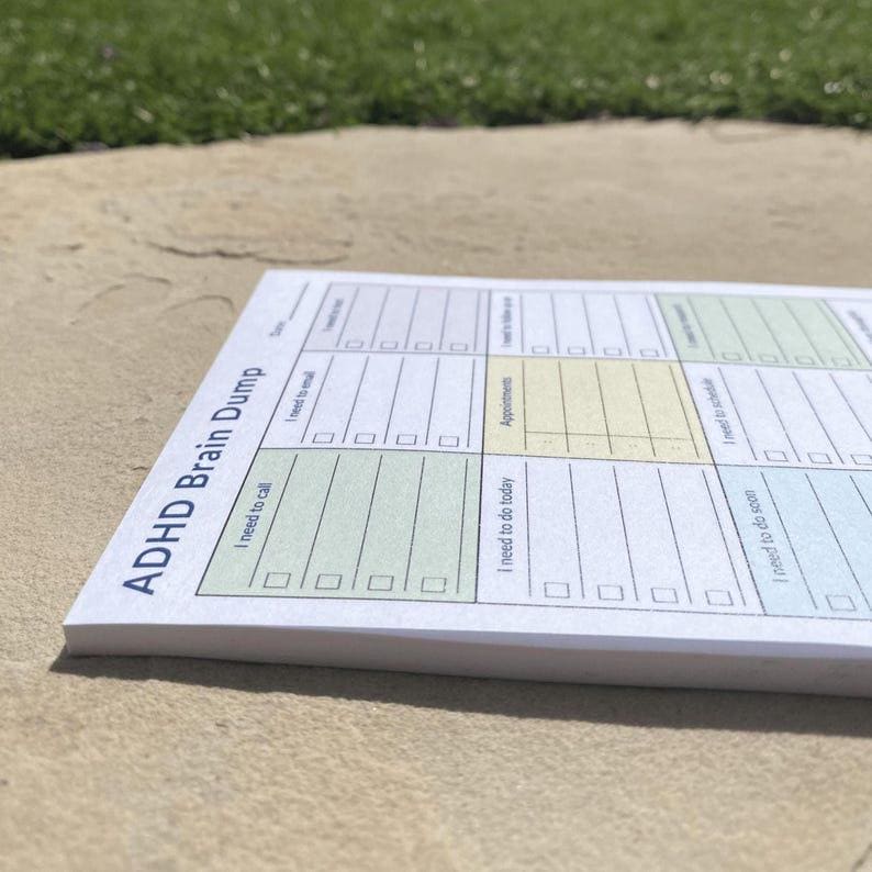 ADHD Planner Sticky Notes Pad Daily Checklist Brain Dump (4x6) in ...