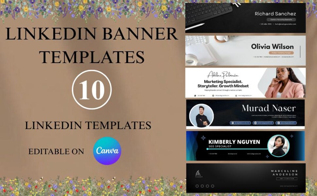 10 Professional Linkedin Banner Templates | Minimalist Editable Canva ...