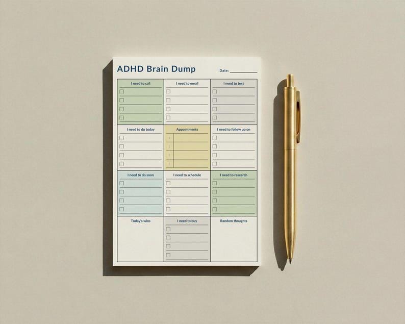 ADHD Planner Sticky Notes Pad Daily Checklist Brain Dump (4x6) in ...