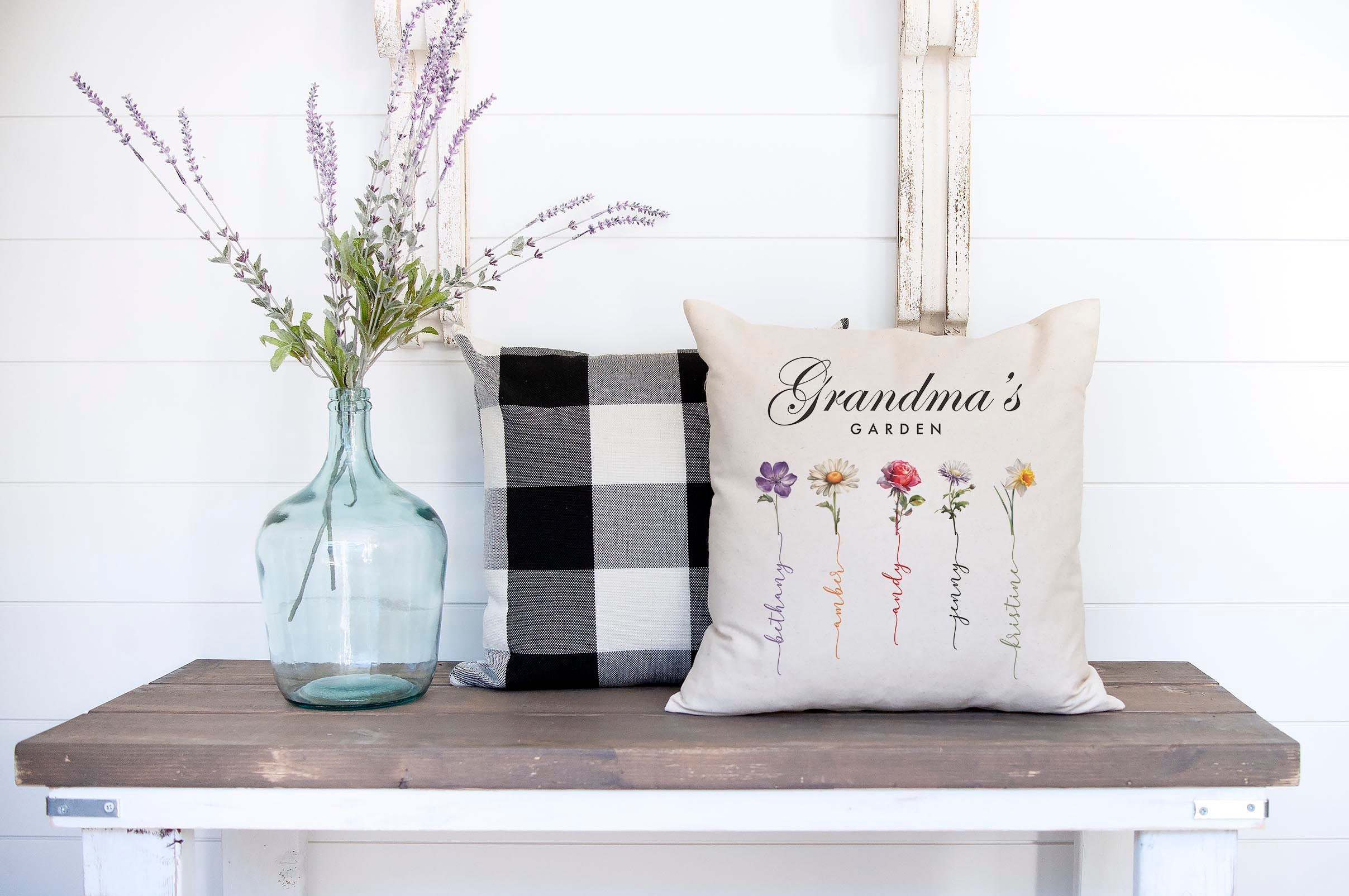 Personalized Birth Month Flower Pillow Cover for Grandma Gift - Etsy
