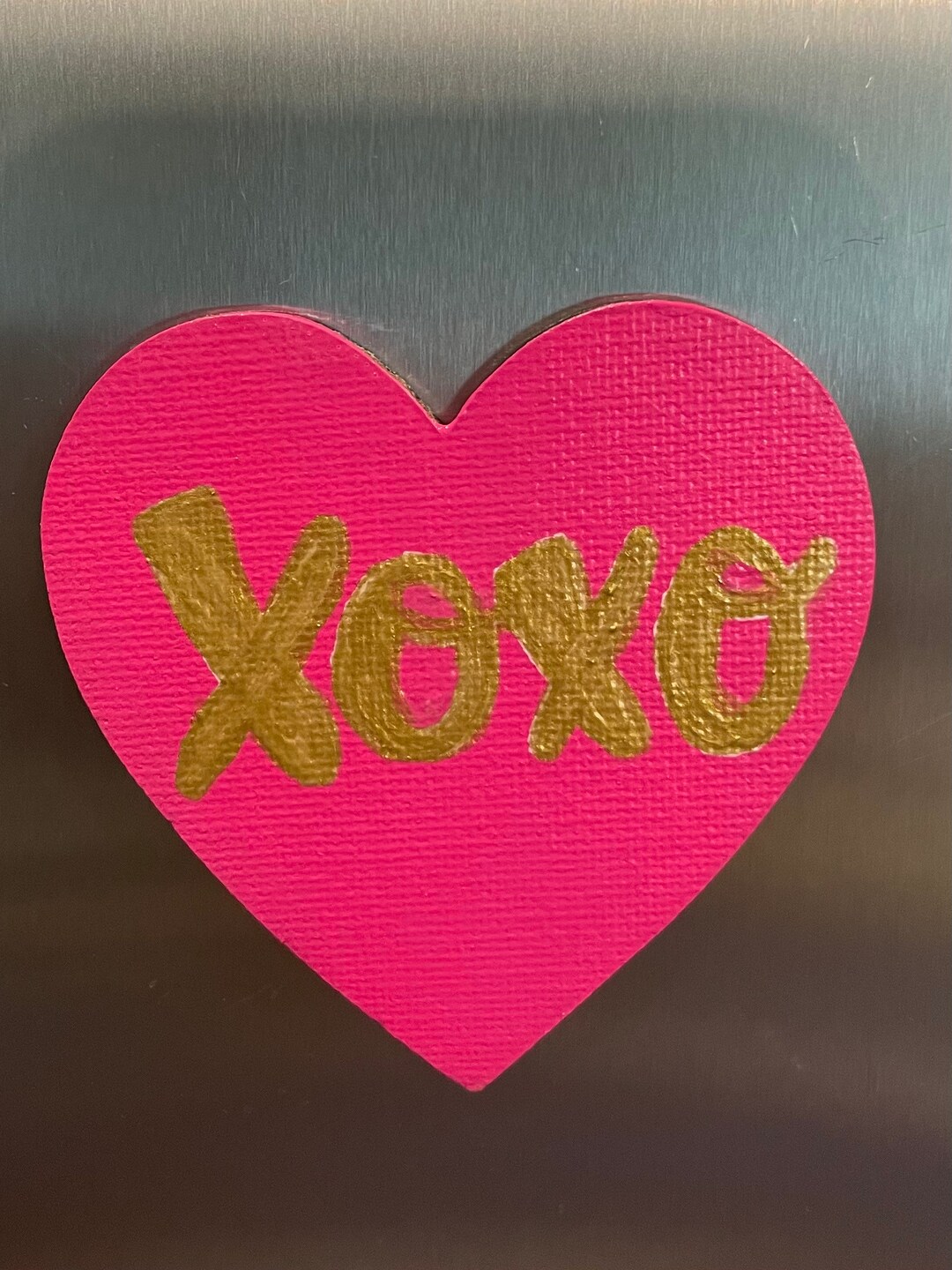 XOXO / Heart / Magnet / Hand-painted / Magenta / Gold - Etsy