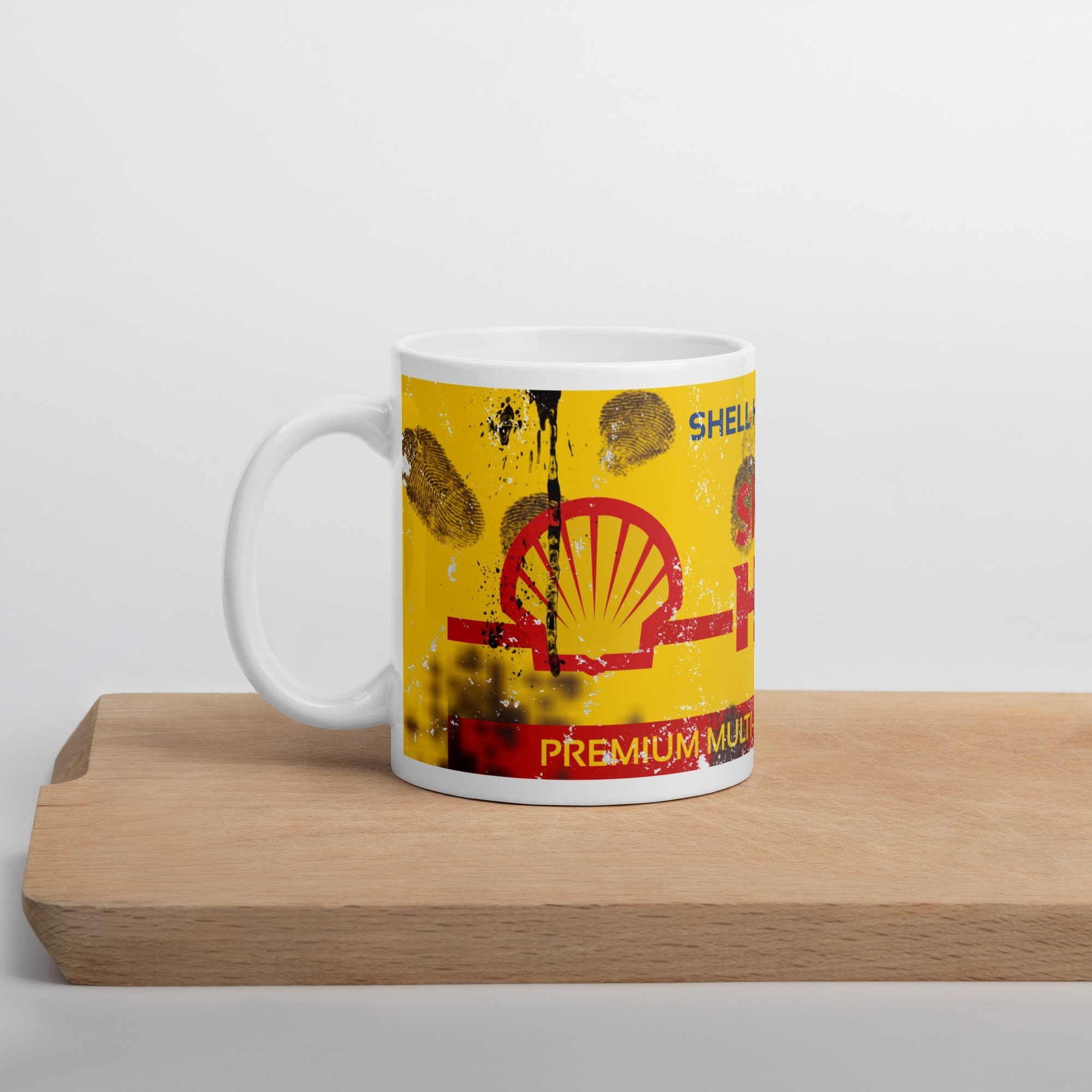 Shell Oil Car Motor Mug Wrap PNG Vintage Distressed Look Oil Mug 11oz ...