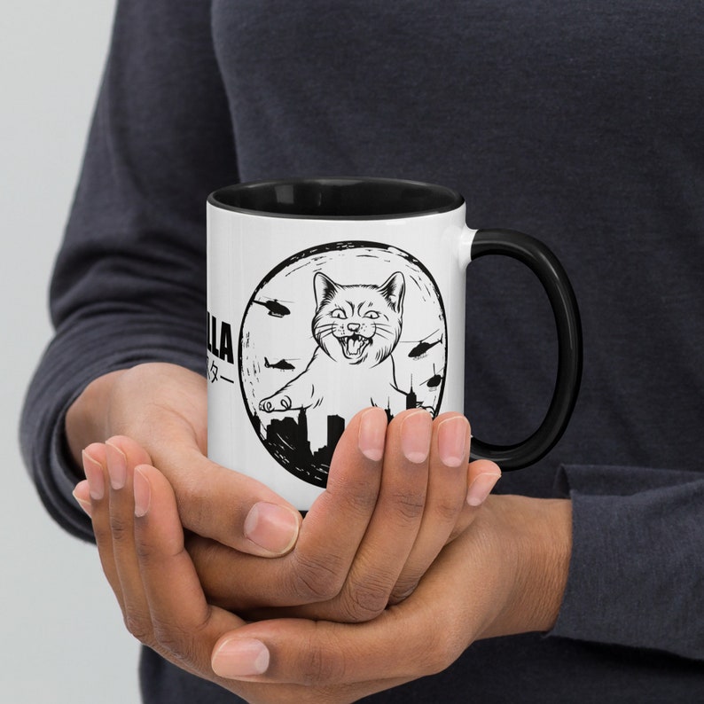 Catzilla Mug Wrap Funny Cat Mug PNG Files for Black and White Mug 11oz ...