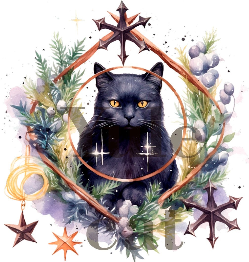 Yule Cat Mug Wrap PNG Merry Winter Solstice PNG Happy Yule 11oz, 12oz ...