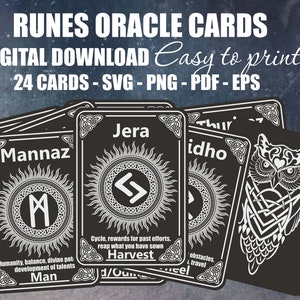 Printable Runes Cards PNG, PDF, SVG Celtic Runes Oracle Cards Svg ...