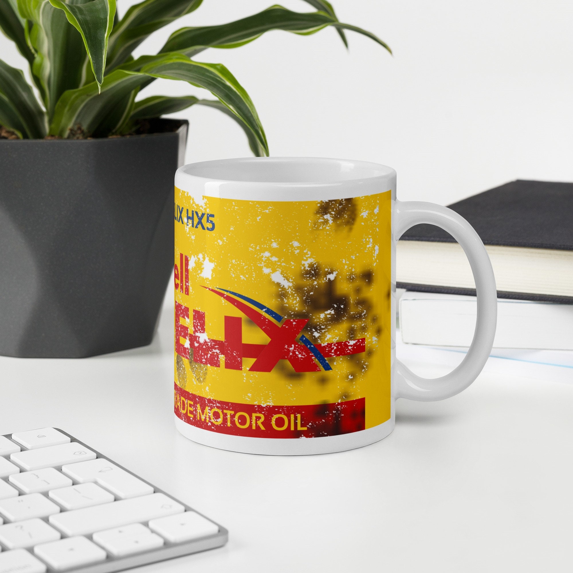 Shell Oil Car Motor Mug Wrap PNG Vintage Distressed Look Oil Mug 11oz ...