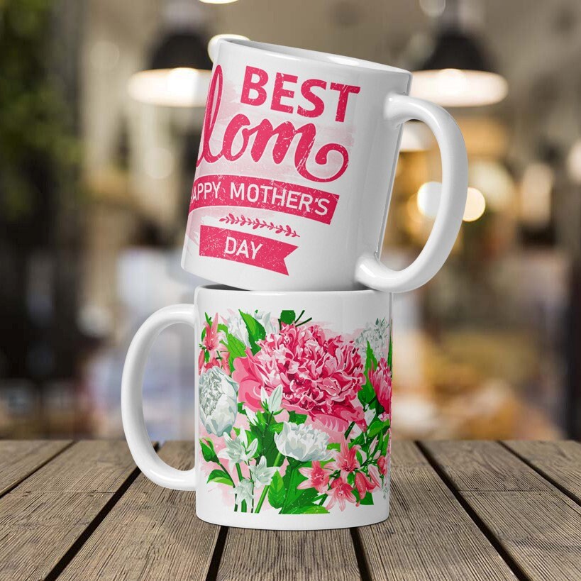 Best Mom Mug Wrap PNG Happy Mothers Day Mug PNG Vintage Style Mugs 11oz ...