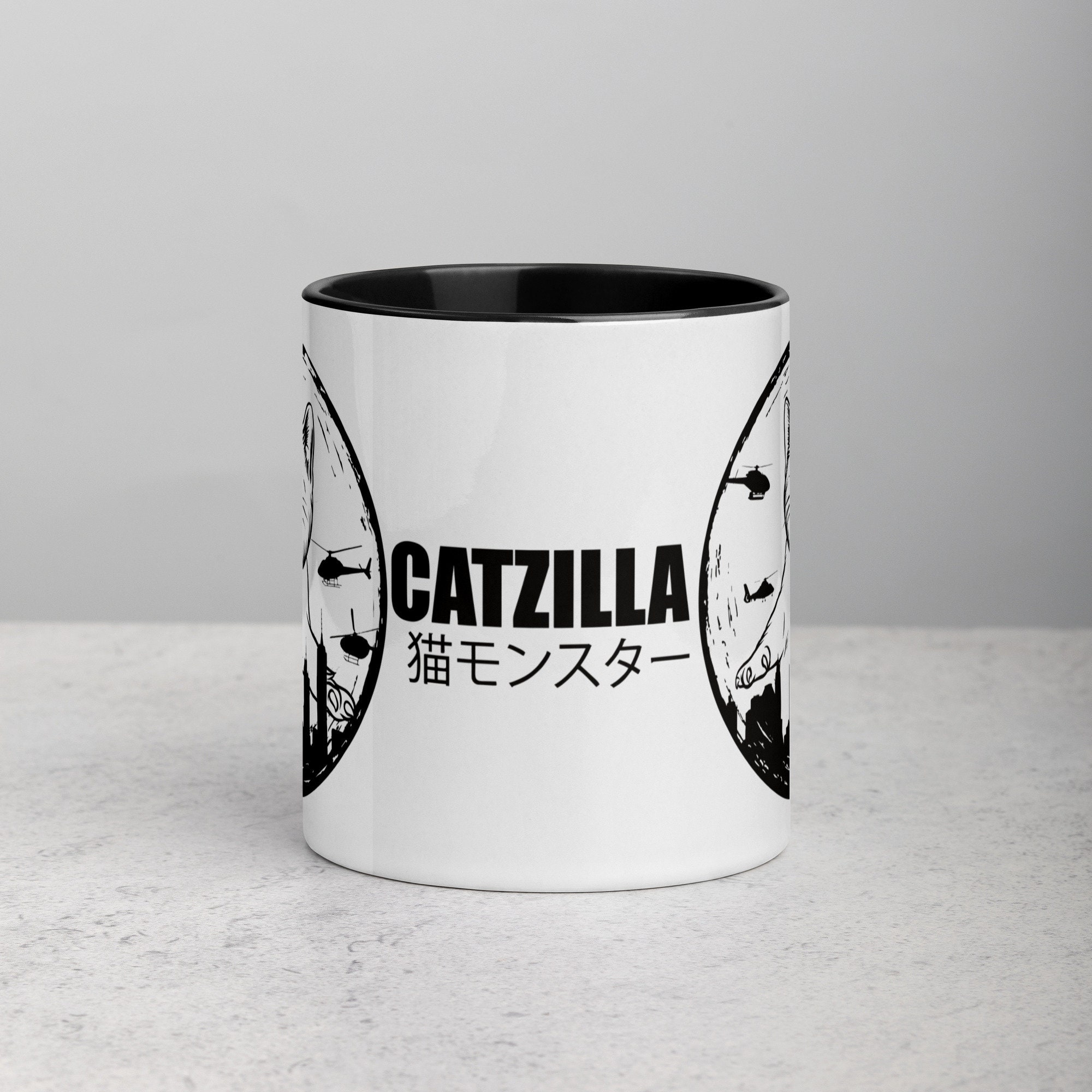 Catzilla Mug Wrap Funny Cat Mug PNG Files for Black and White Mug 11oz ...