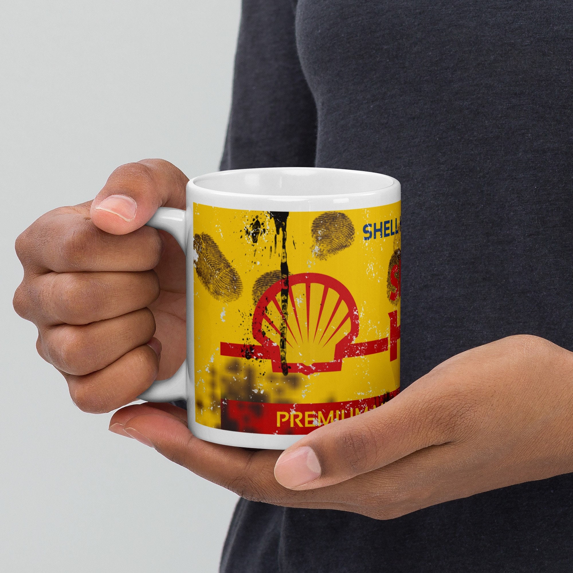 Shell Oil Car Motor Mug Wrap PNG Vintage Distressed Look Oil Mug 11oz ...