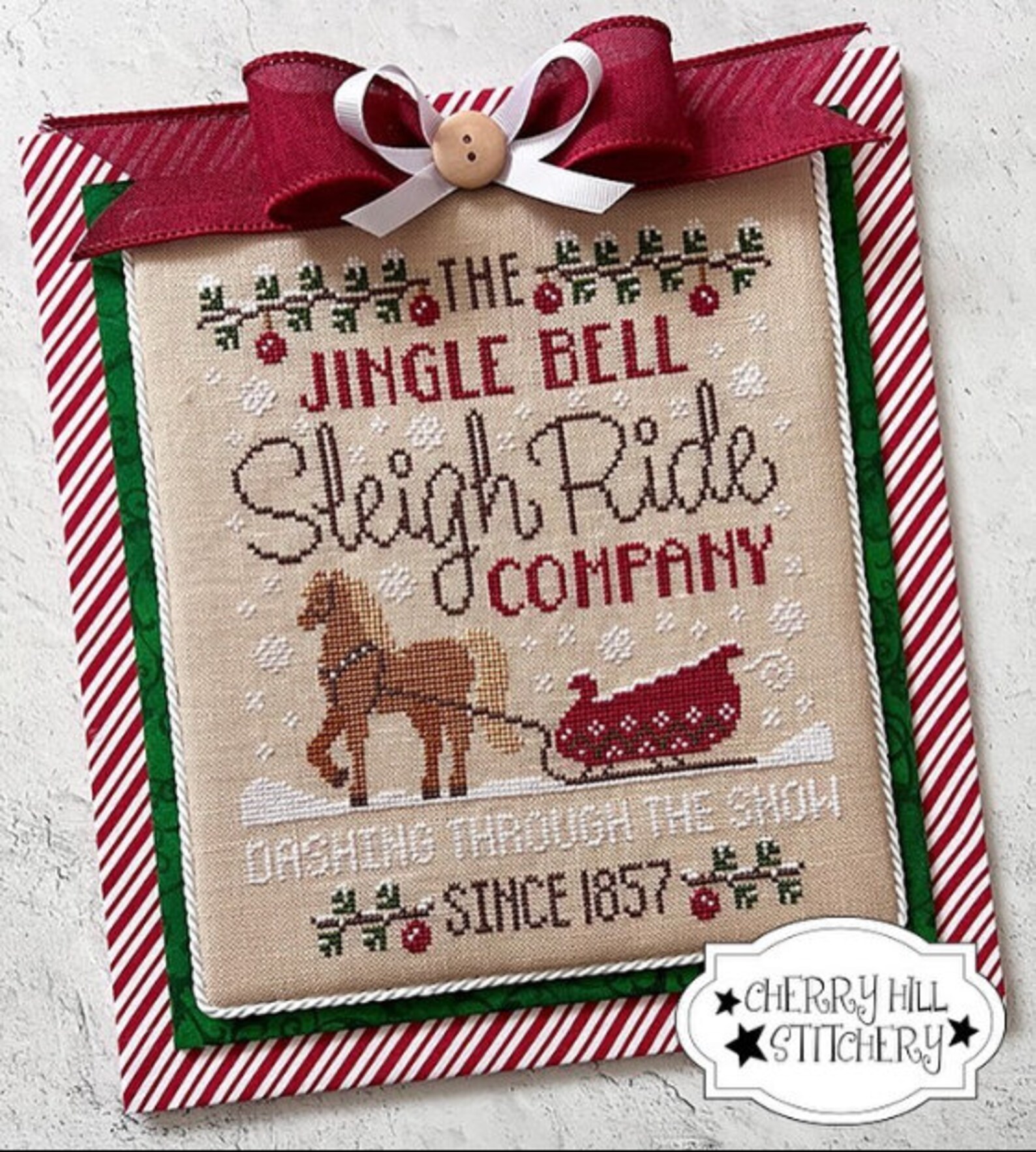 JINGLE BELL Sleigh Ride Co. Cherry Hill Stitchery Counted Cross Stitch ...