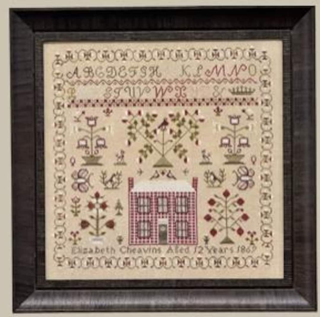 ELIZABETH CHEAVINS 1869 Sampler & Pinwheel * Fox and Rabbit * Cross ...