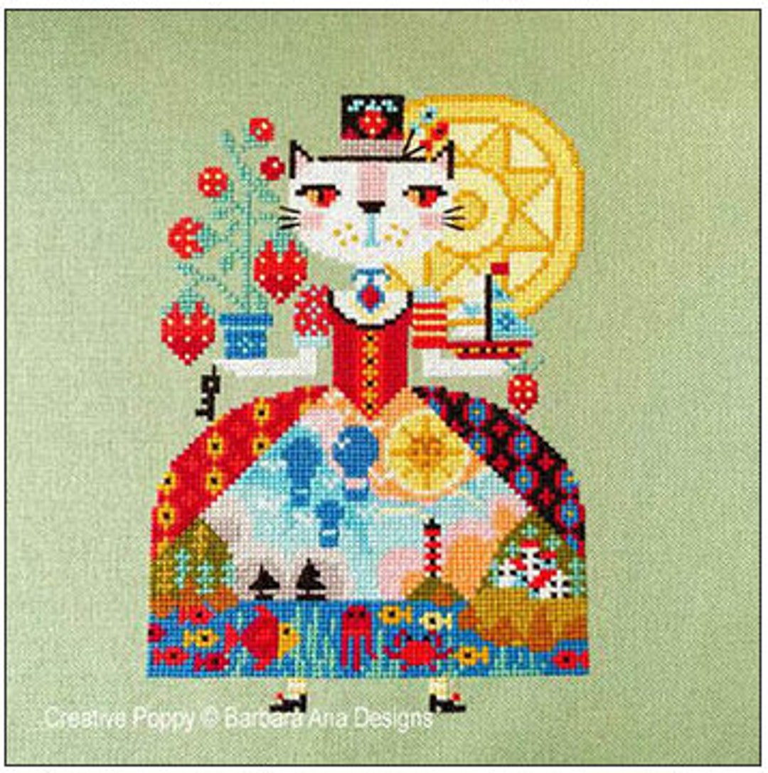 SUMMER CAT * Barbara Ana Designs * Counted Cross Stitch Pattern-c - Etsy