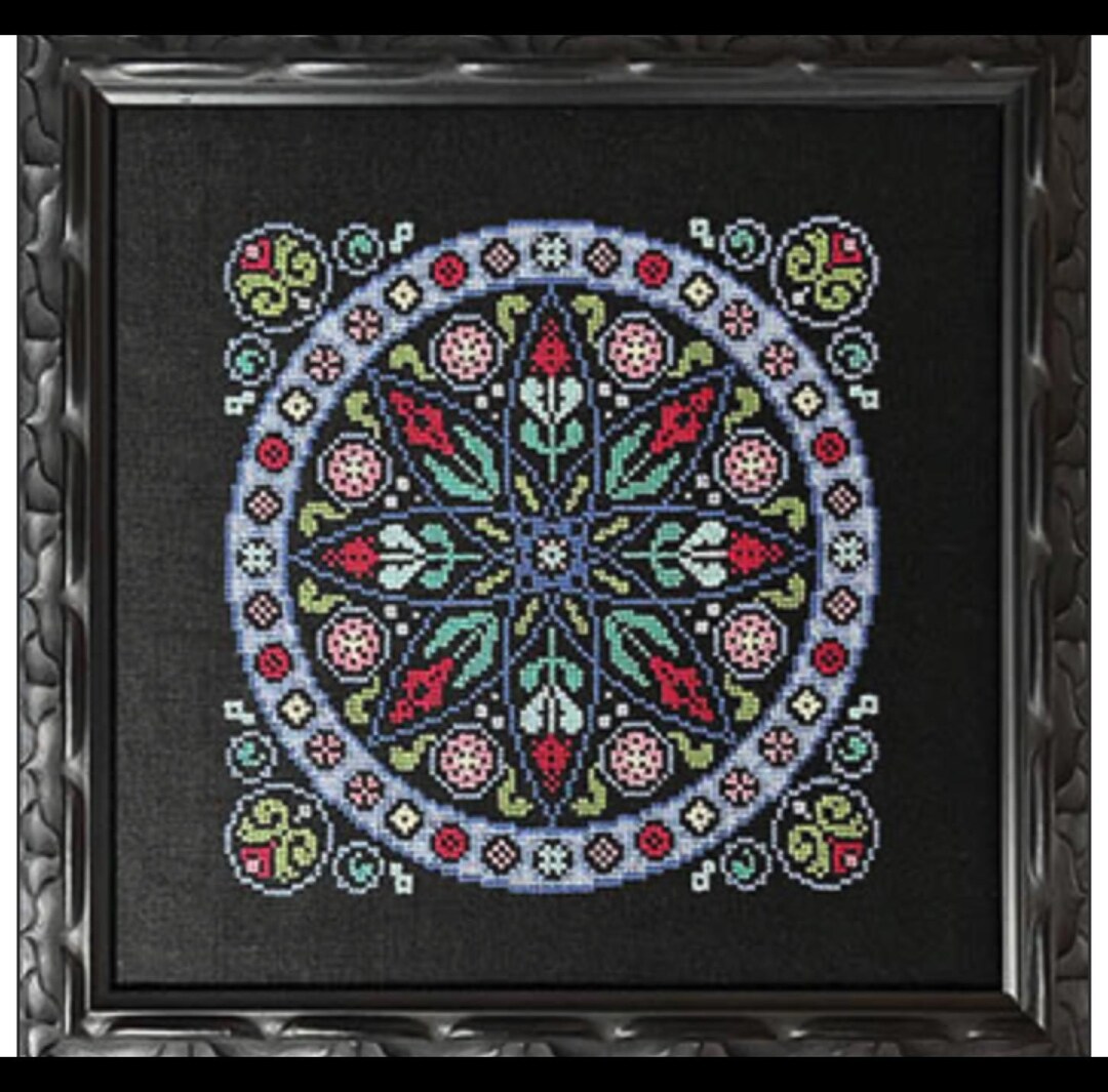 ROSE WINDOW * Ink Circles * Cross Stitch Pattern and Floss-2 - Etsy