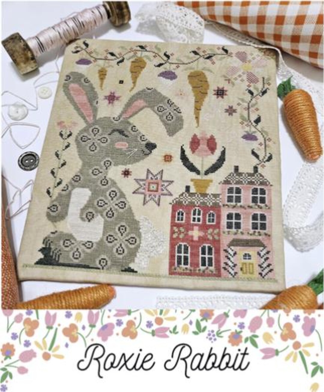 ROXIE RABBIT * Quaint Rose Needlearts * Cross Stitch Pattern-b - Etsy