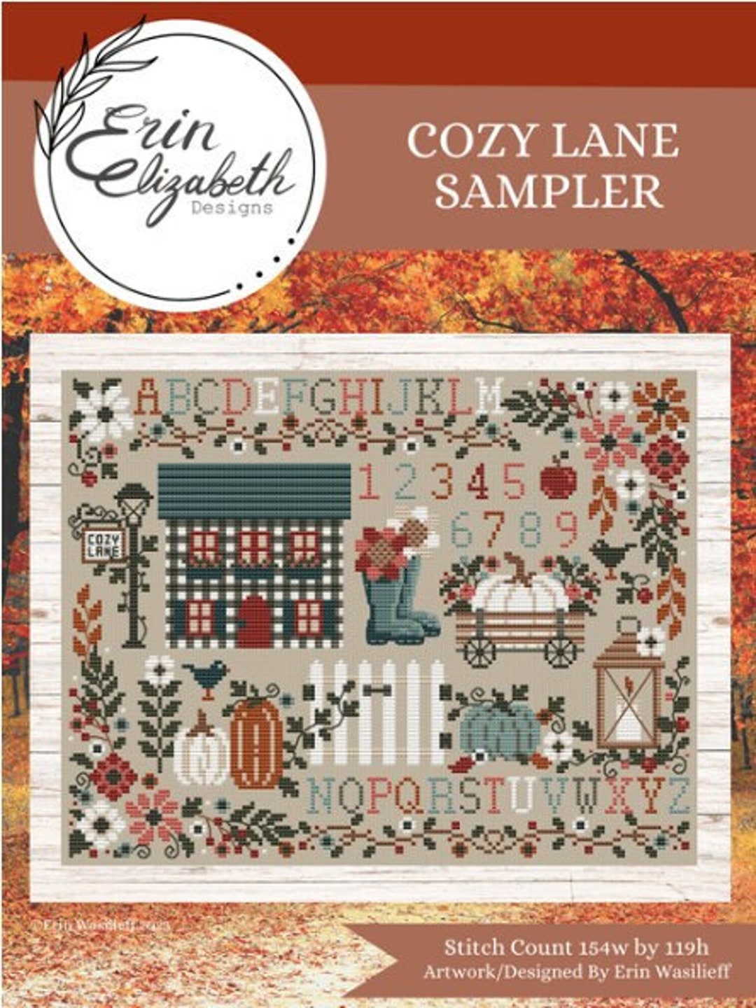 COZY LANE SAMPLER * Erin Elizabeth Designs * Counted Cross Stitch ...