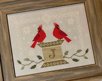 Crafty Bluebonnet Designs Twin Cardinals Cross Stitch Pattern Anabella ...
