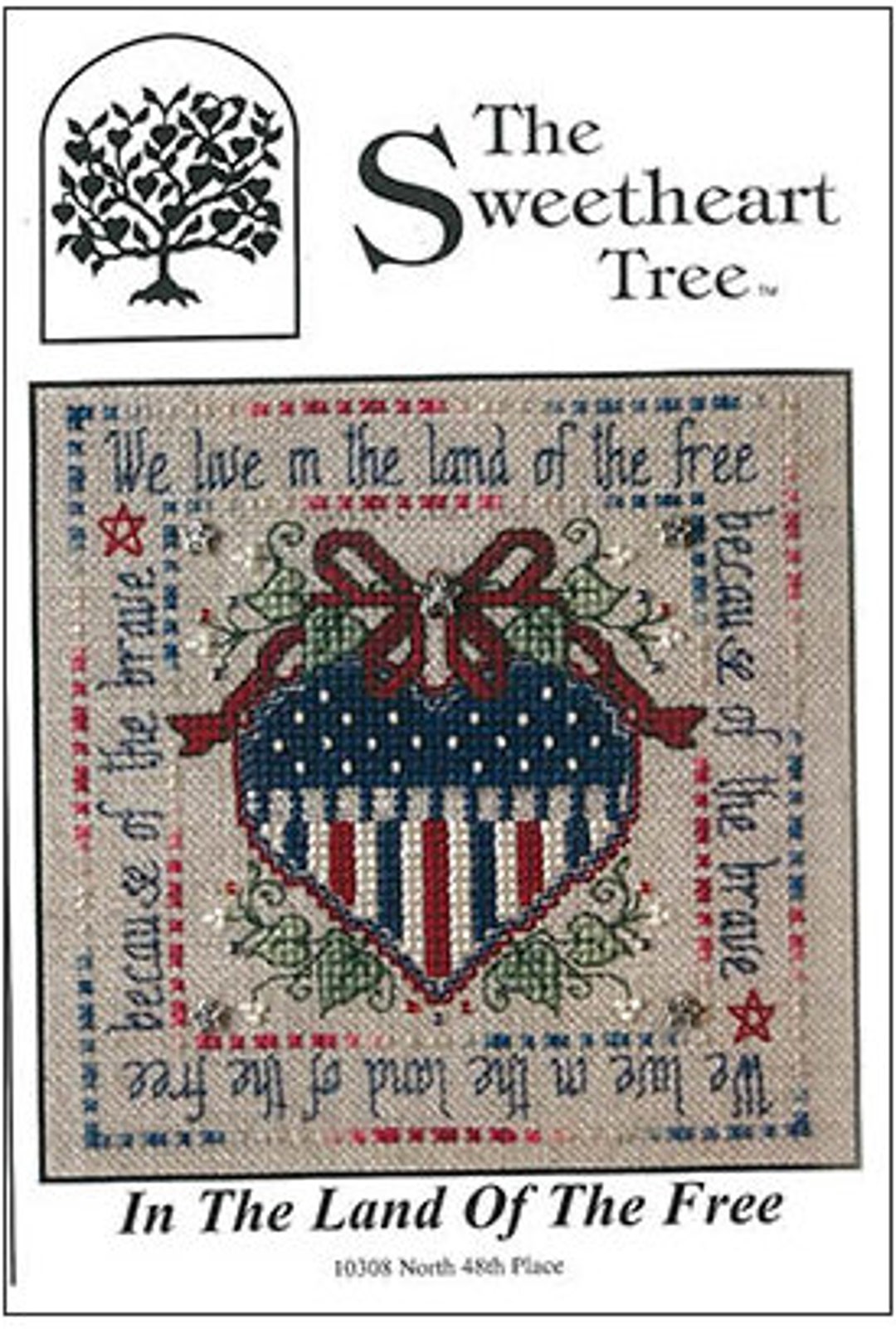 In the Land of the Free the Sweetheart Tree Cross Stitch Pattern With 1 Large 4 Small Silver ...